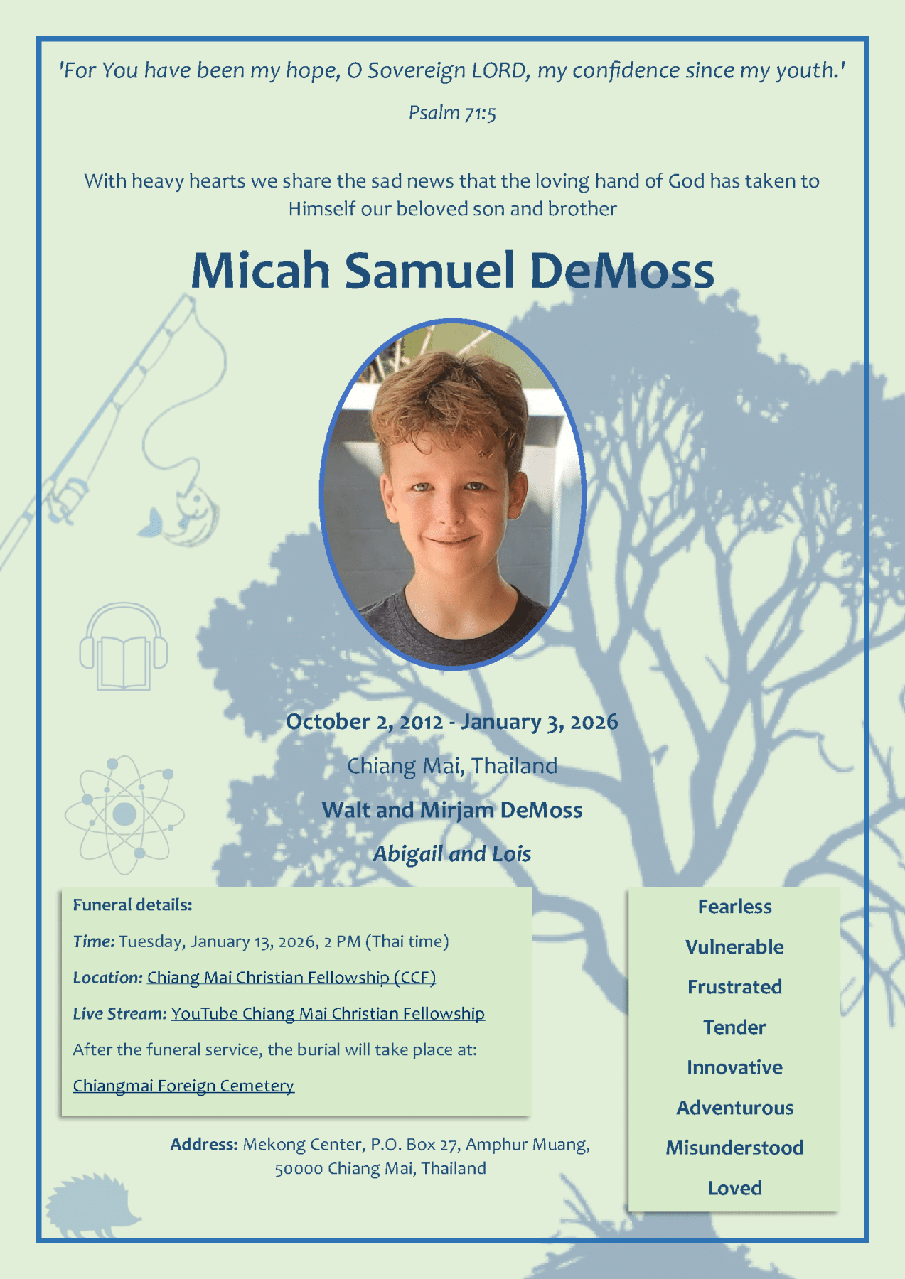 In memoriam: Micah DeMoss - OMF Nederland | Hart voor Azië, hoop voor ...